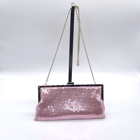 Boutike | Bags | Boutike Clutch Chainmail Metallic Pink Chain Strap ...